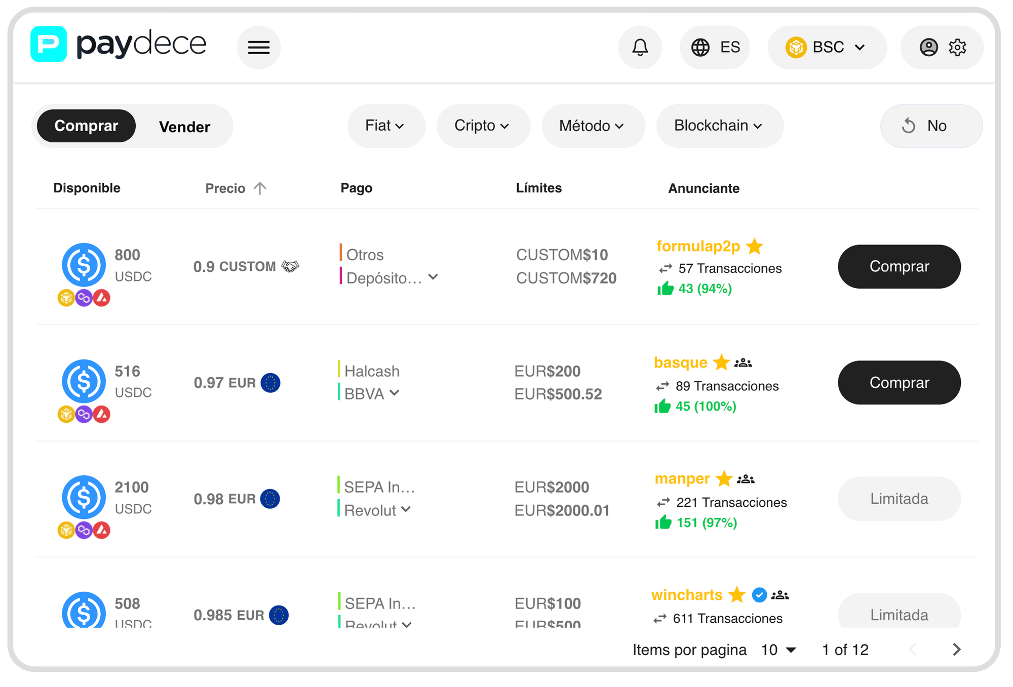Compra y vende USDC de forma segura y descentralizada
